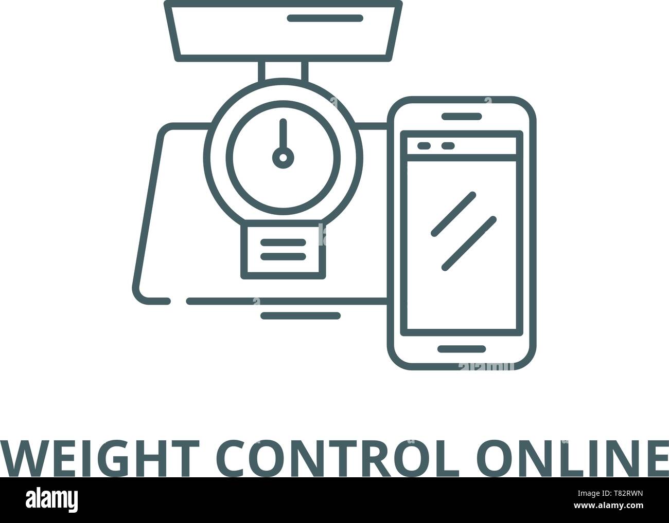 Weight control online vector line icon, linear concept, outline sign ...