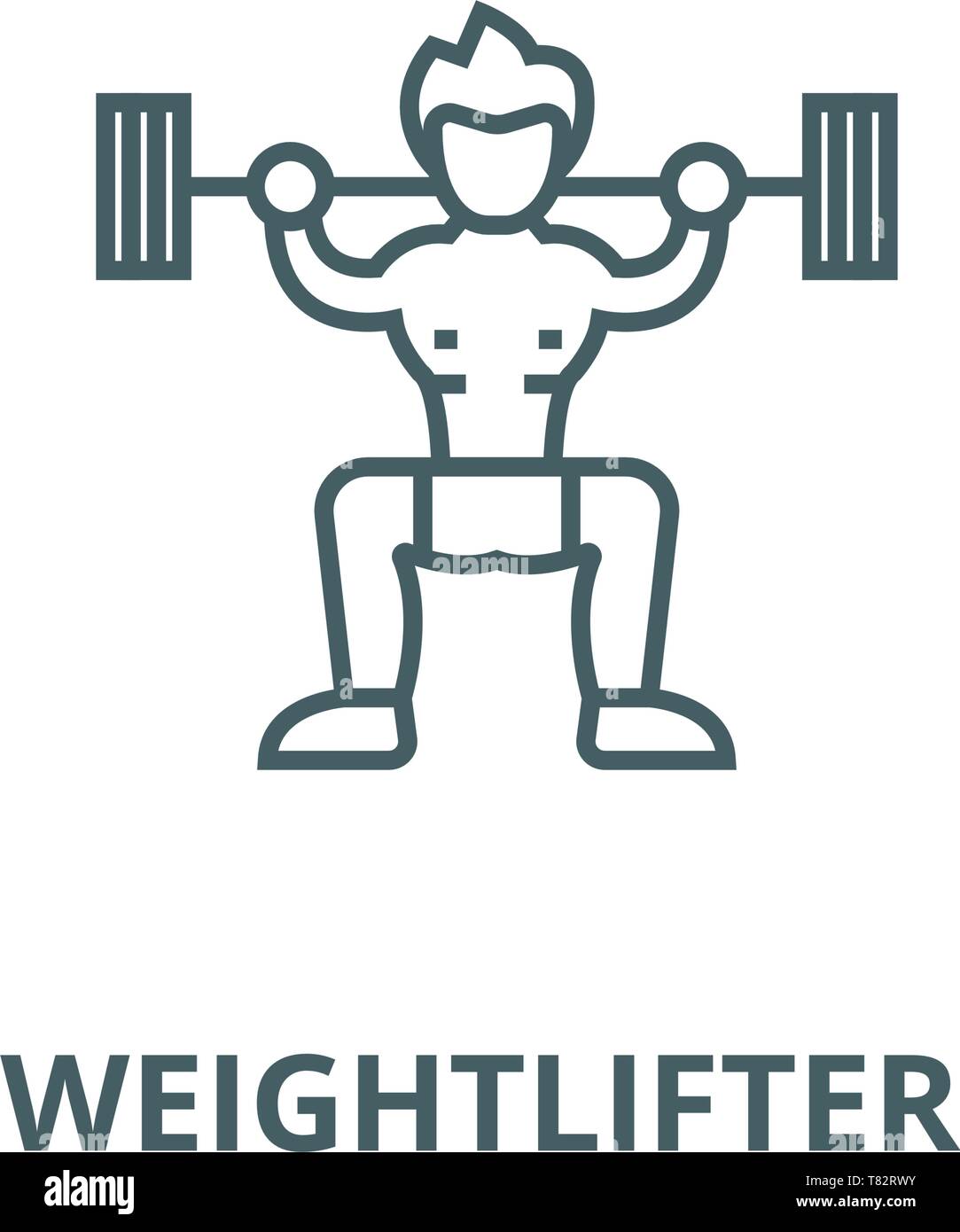 Weightlifter vector line icon, linear concept, outline sign, symbol ...