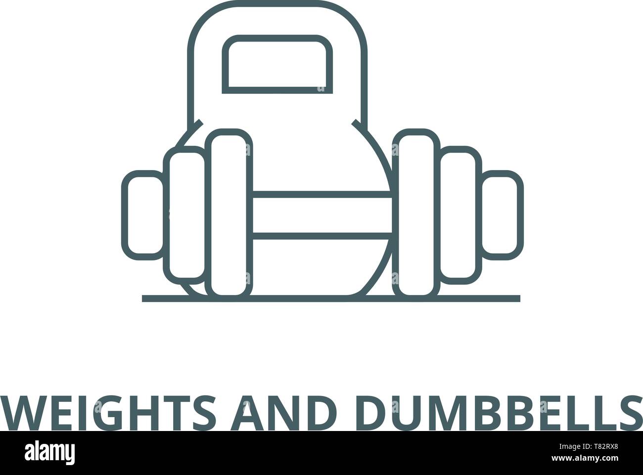 Weights and dumbbells vector line icon, linear concept, outline sign ...