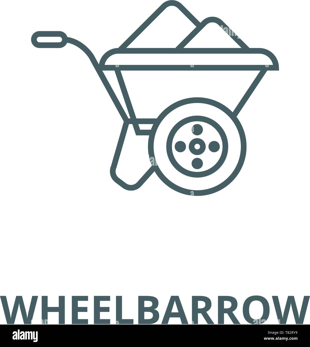 Wheelbarrow vector line icon, linear concept, outline sign, symbol ...