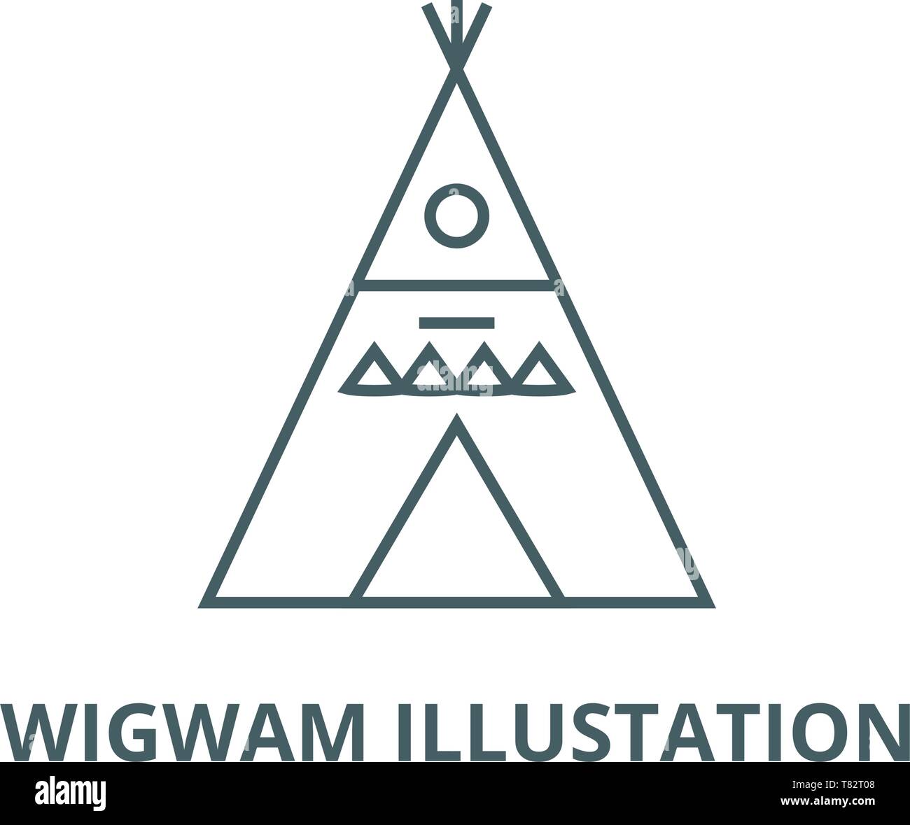 Wigwam illustation vector line icon, linear concept, outline sign ...