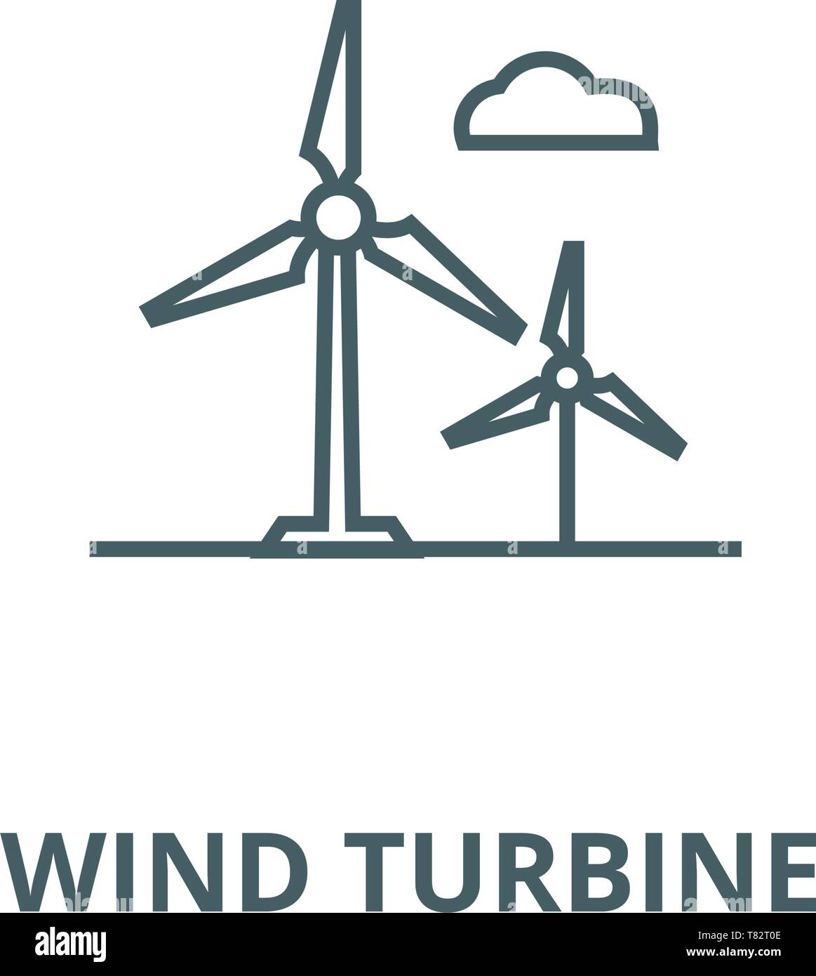 Wind turbine vector line icon, linear concept, outline sign, symbol ...