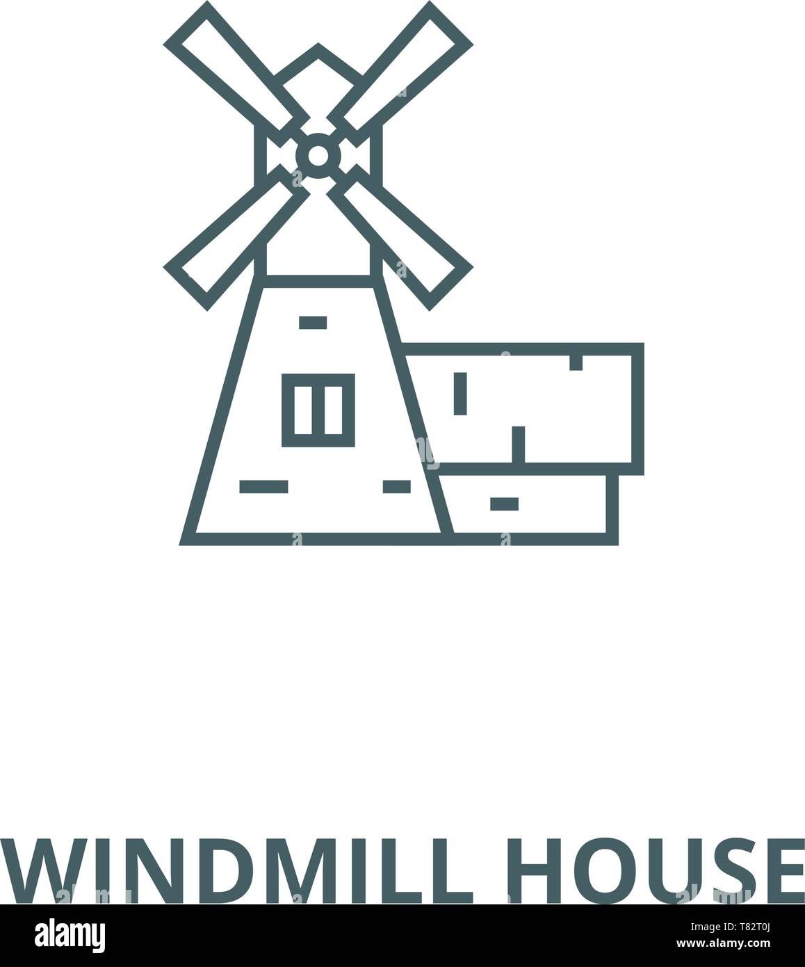 Windmill house vector line icon, linear concept, outline sign, symbol ...