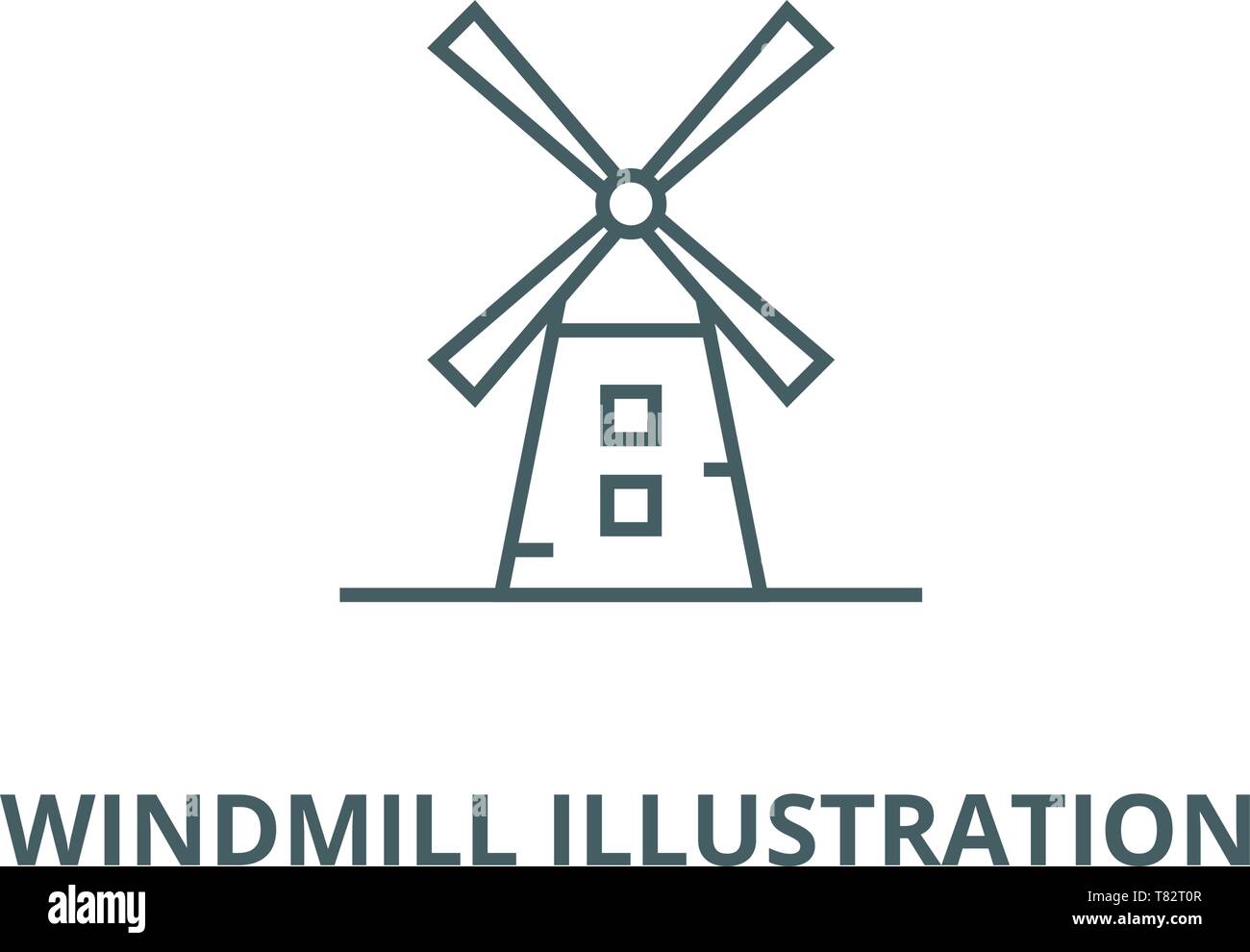 Windmill illustration vector line icon, linear concept, outline sign ...