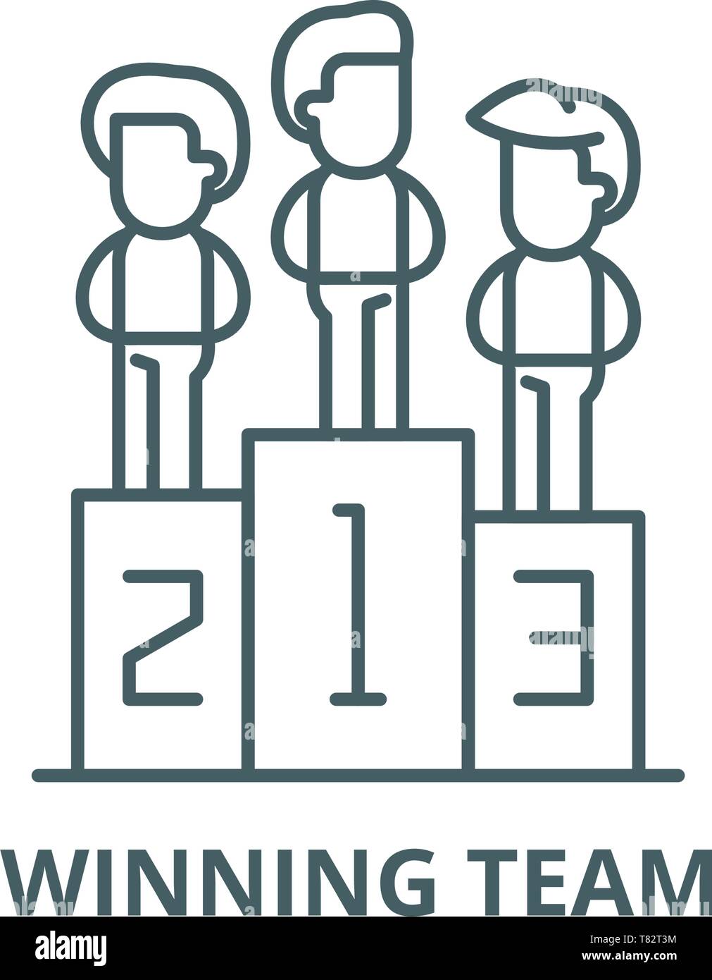 Winning team vector line icon, linear concept, outline sign, symbol ...