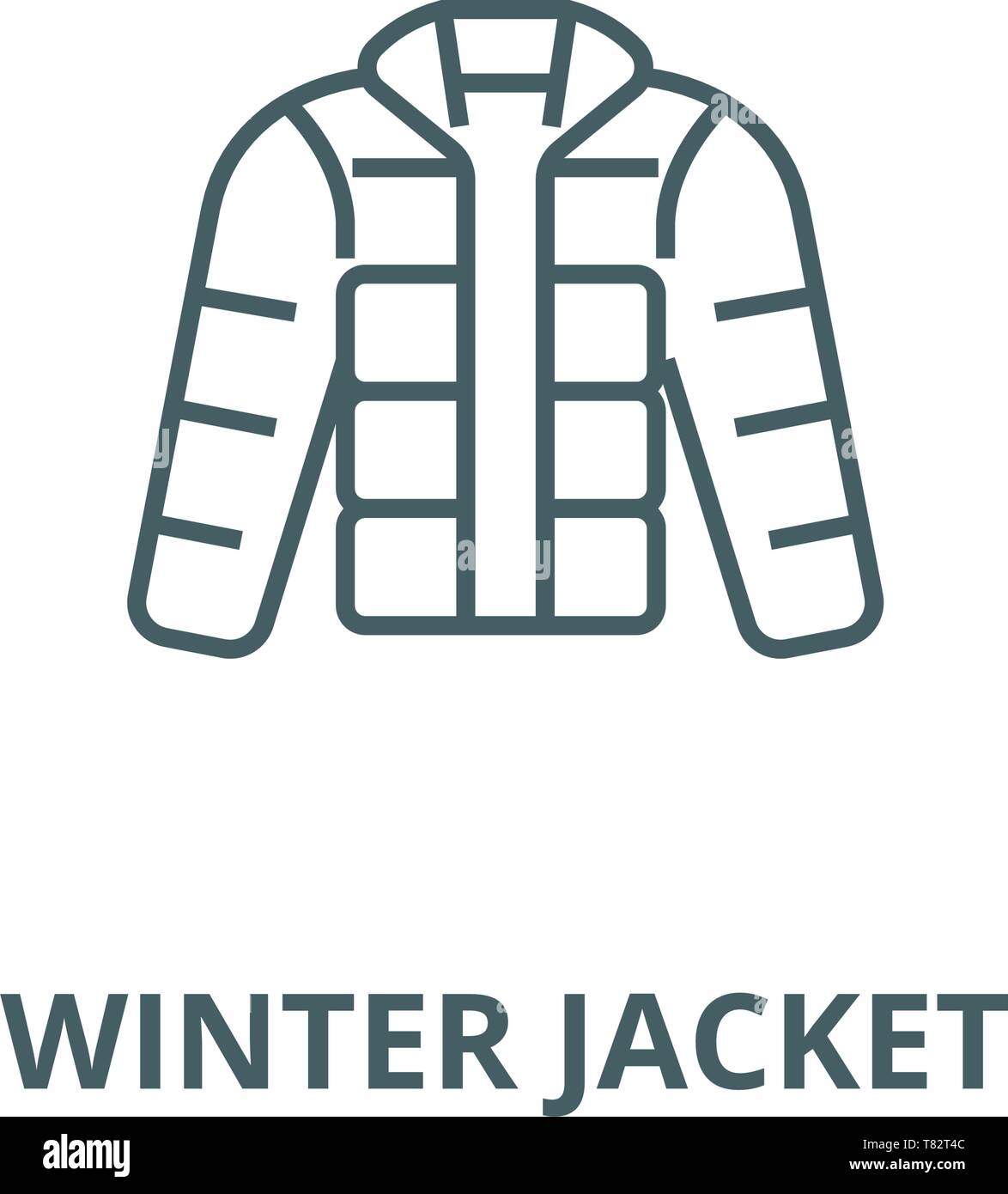 Winter jacket,downjacket,outdoor clothes vector line icon, linear ...