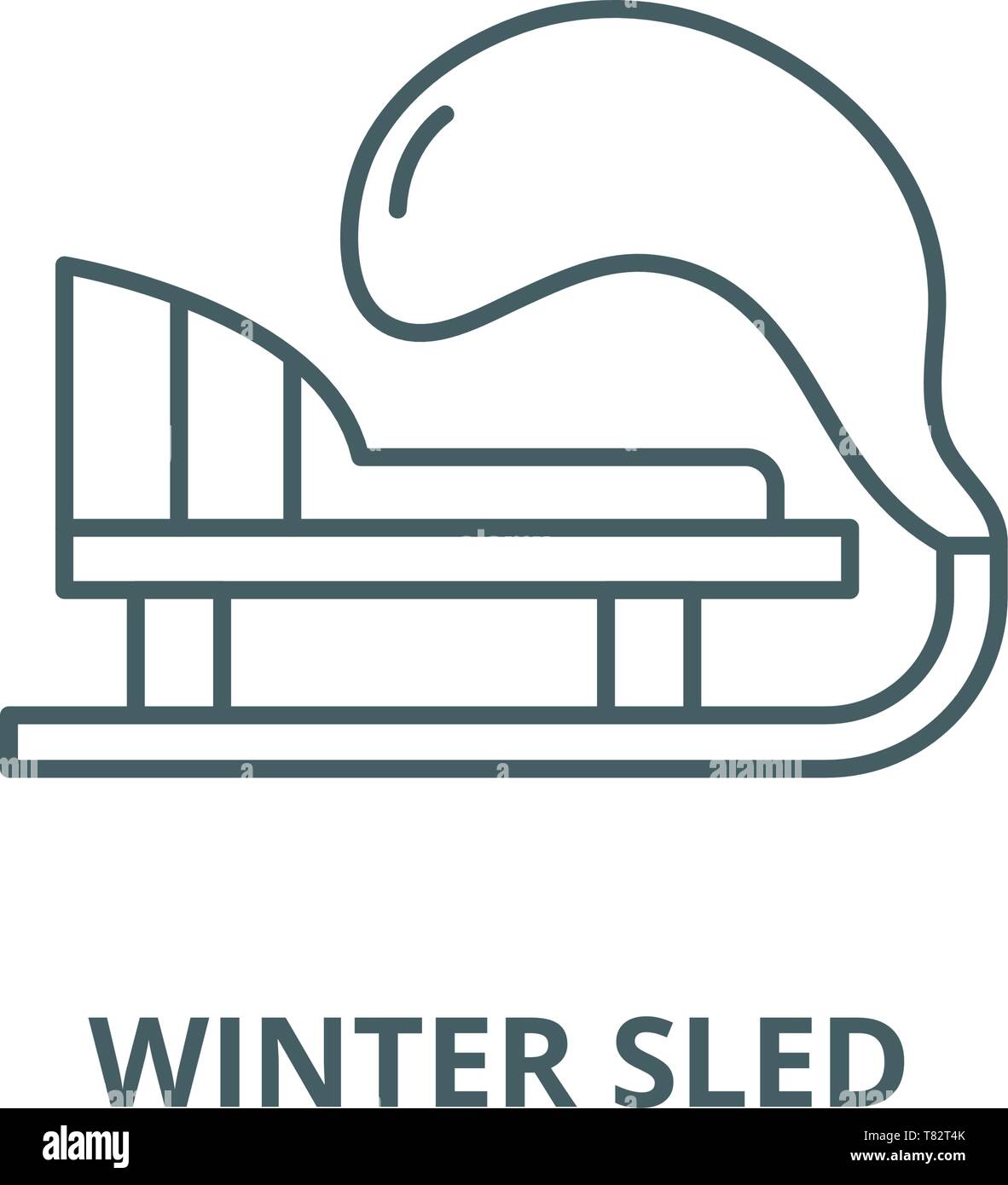 Winter sled vector line icon, linear concept, outline sign, symbol ...