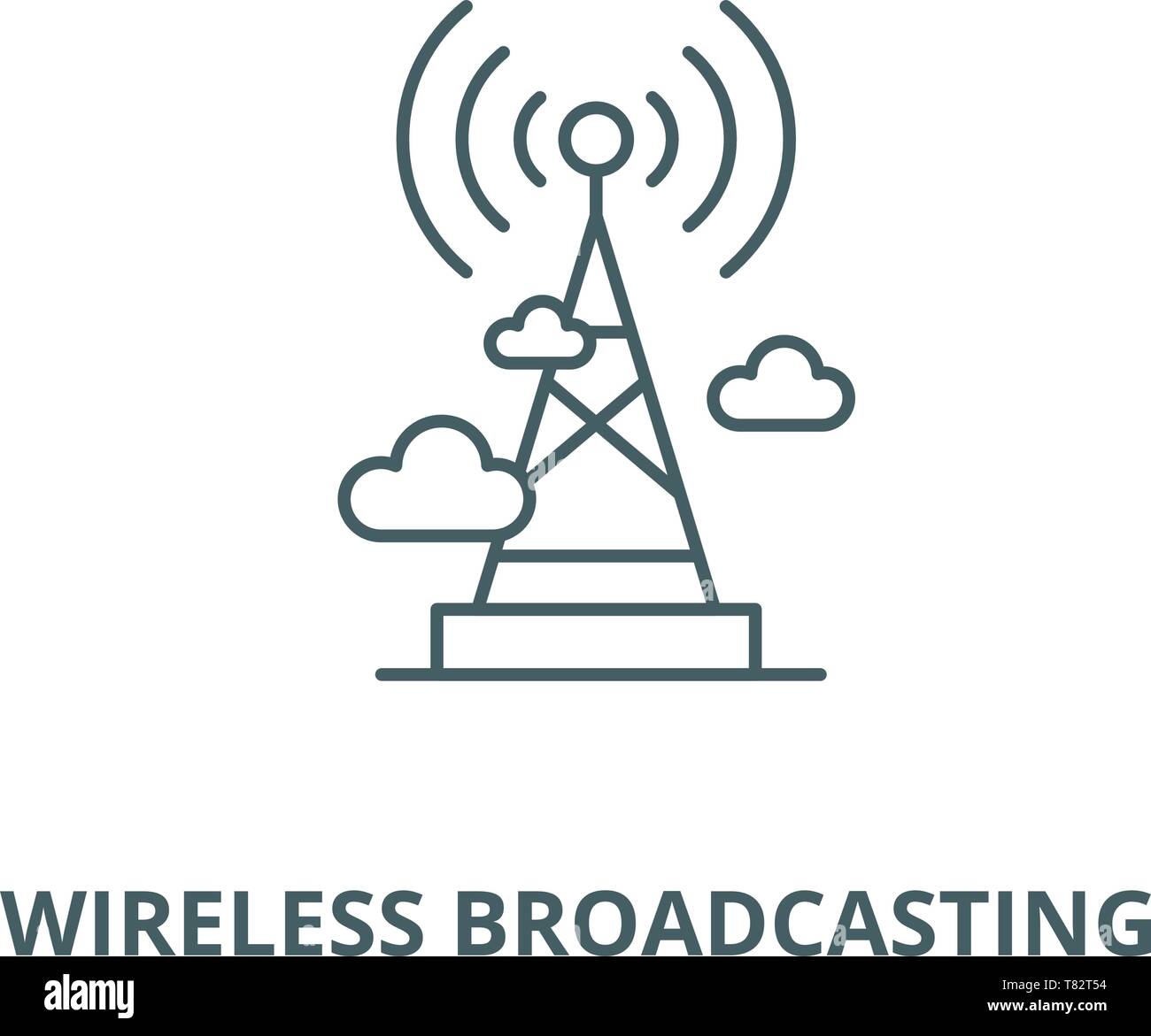 Wireless broadcasting vector line icon, linear concept, outline sign ...
