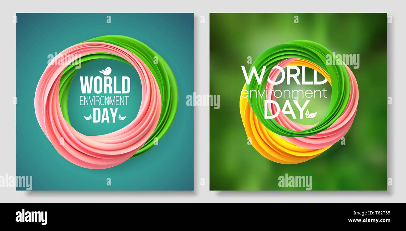 World Environment Day card, banner on the green background. Abstract ...