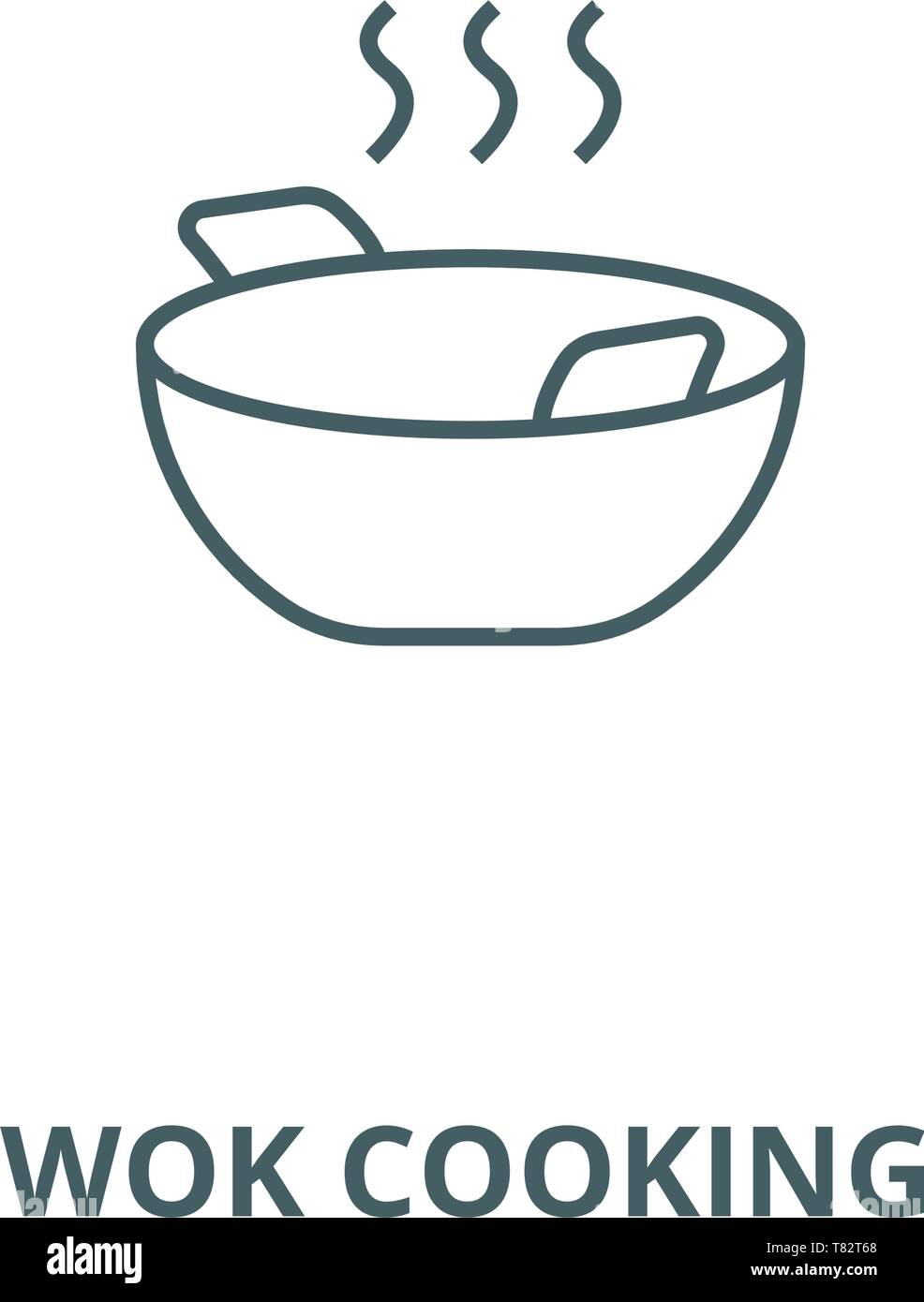 Wok cooking vector line icon, linear concept, outline sign, symbol ...