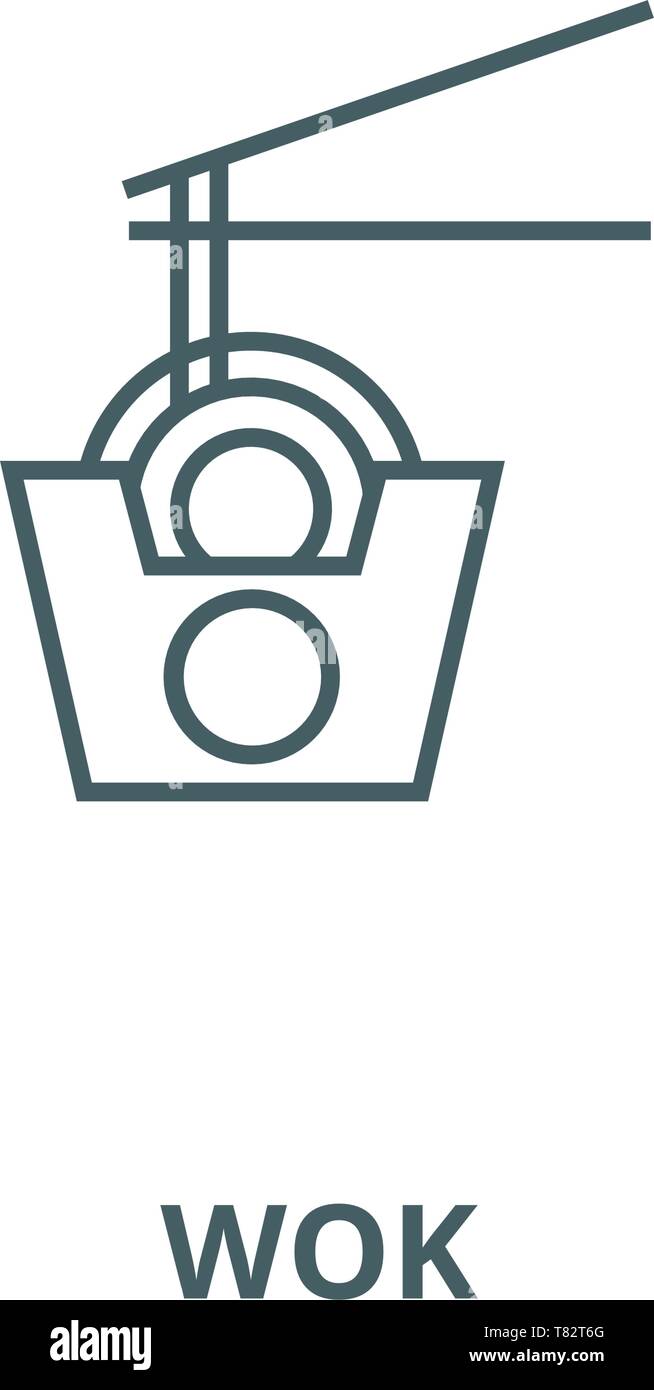Wok noodles box vector line icon, linear concept, outline sign, symbol ...