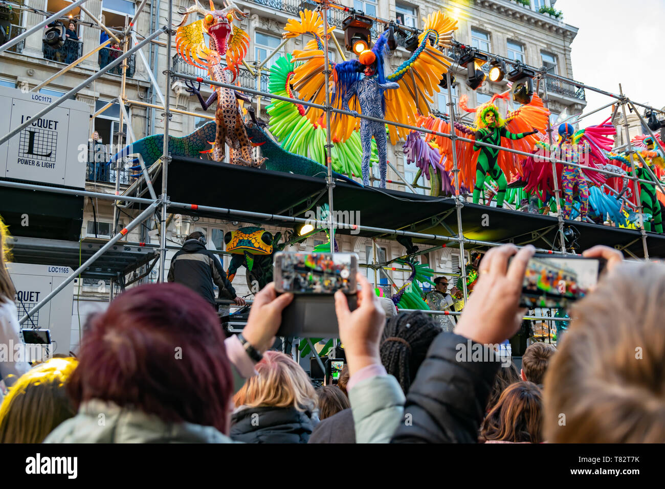 Lille,FRANCE-May 04,2019: People in carnival costumes on the Eldorado ...