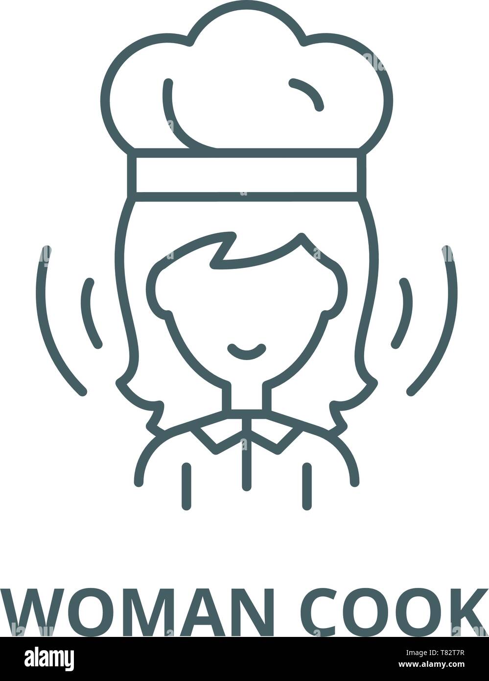 Woman cook vector line icon, linear concept, outline sign, symbol Stock ...