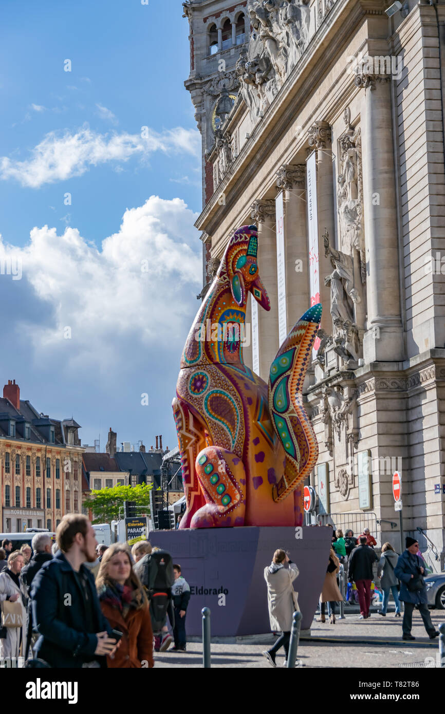 Lille,FRANCE-May 04,2019:Colorful figures on the streets of Lille ...