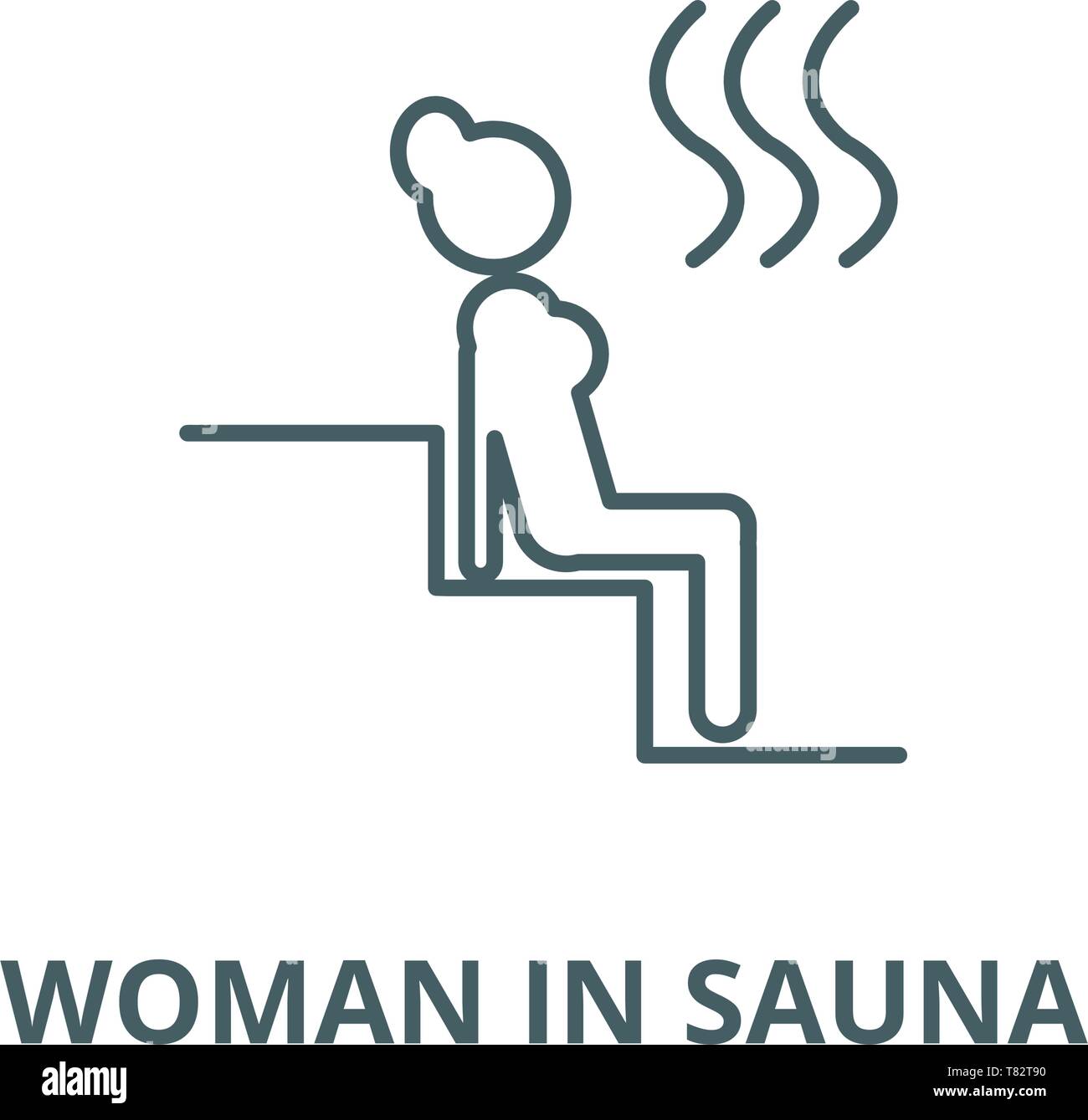 Woman in sauna vector line icon, linear concept, outline sign, symbol ...