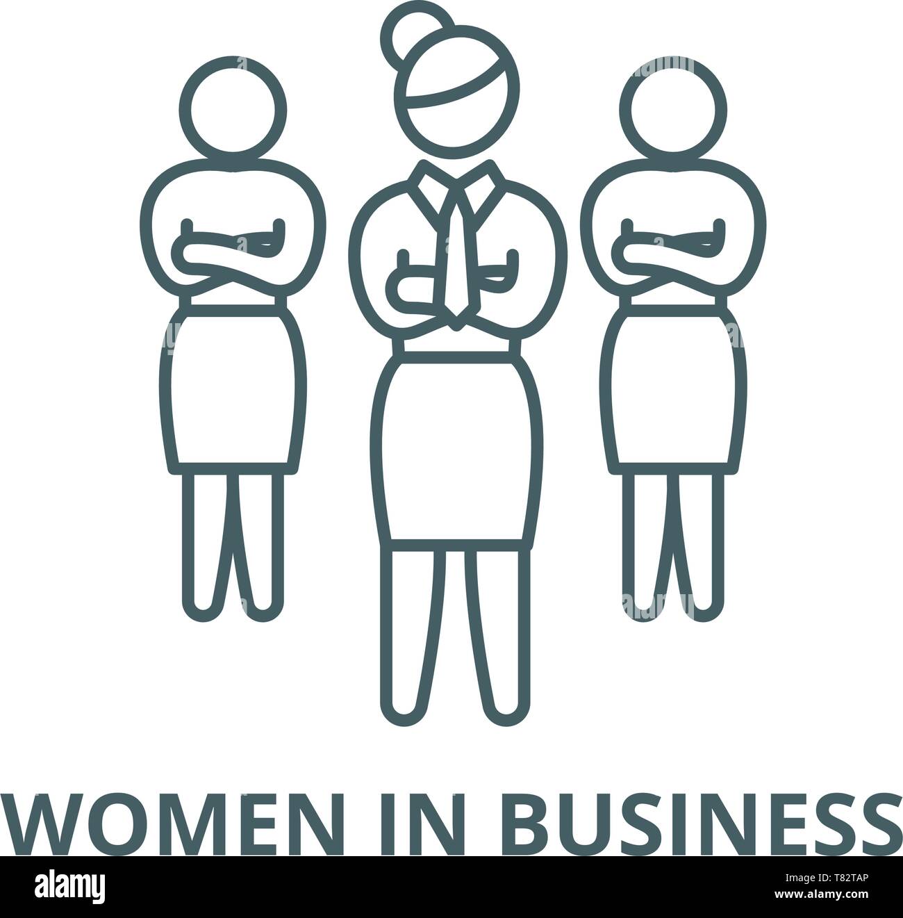 Women in business vector line icon, linear concept, outline sign ...