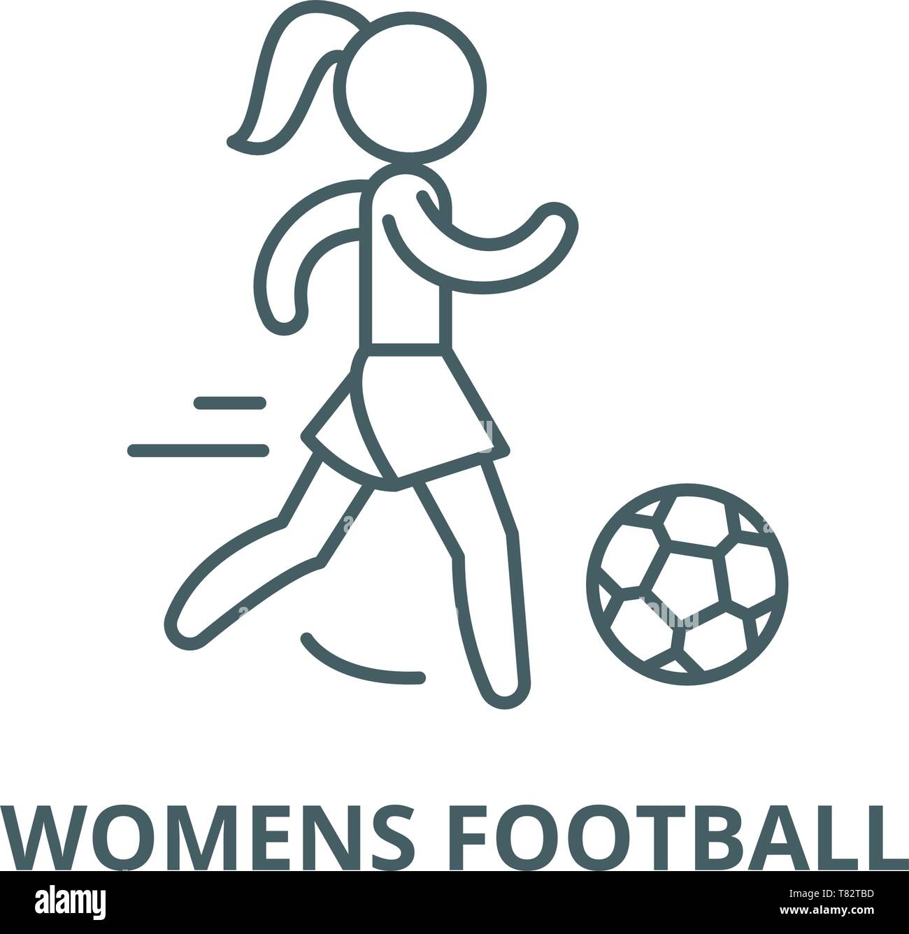 Womens football vector line icon, linear concept, outline sign, symbol ...