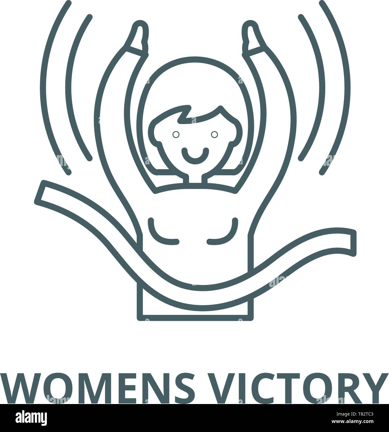 Womens victory vector line icon, linear concept, outline sign, symbol ...