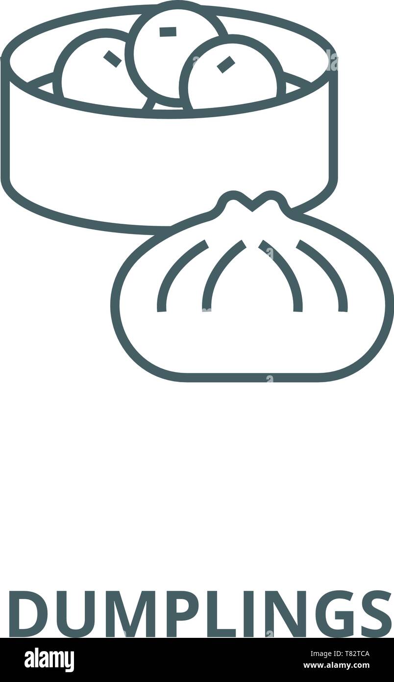 Wonton, dumplings vector line icon, linear concept, outline sign, symbol Stock Vector Image ...