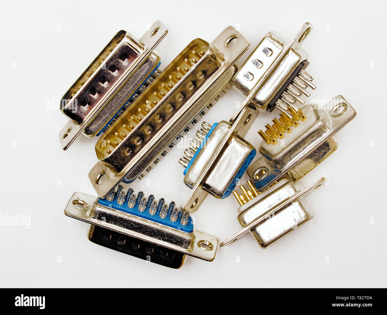 Various metal pin connectors isolated on white background Stock Photo ...
