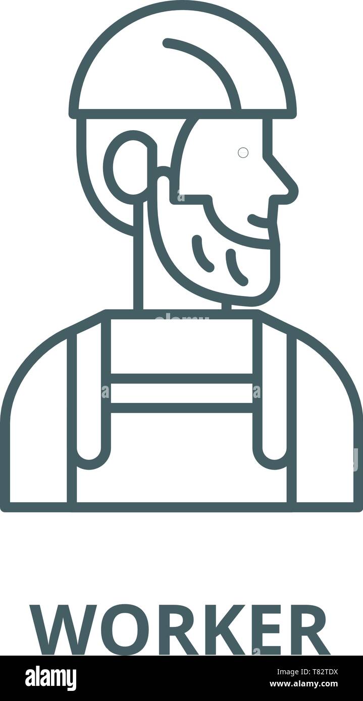 Worker vector line icon, linear concept, outline sign, symbol Stock ...