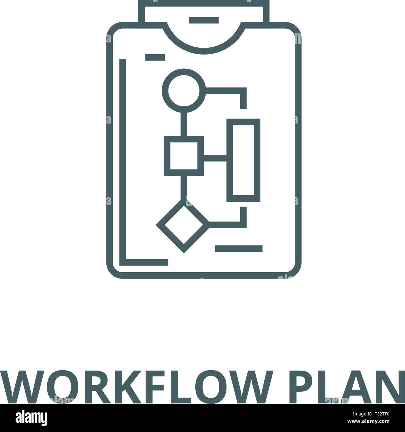 Workflow plan vector line icon, linear concept, outline sign, symbol ...
