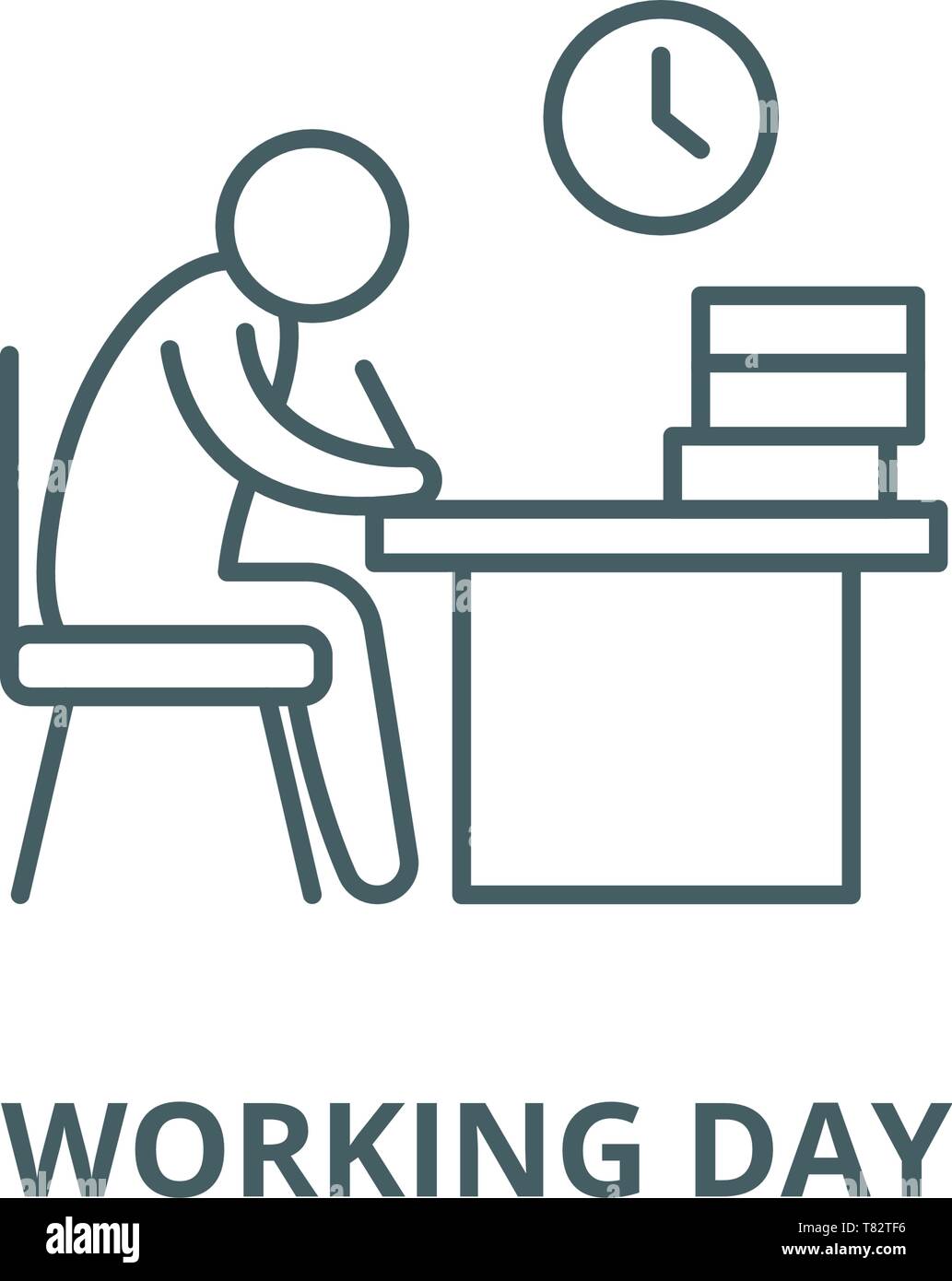 Working day vector line icon, linear concept, outline sign, symbol ...