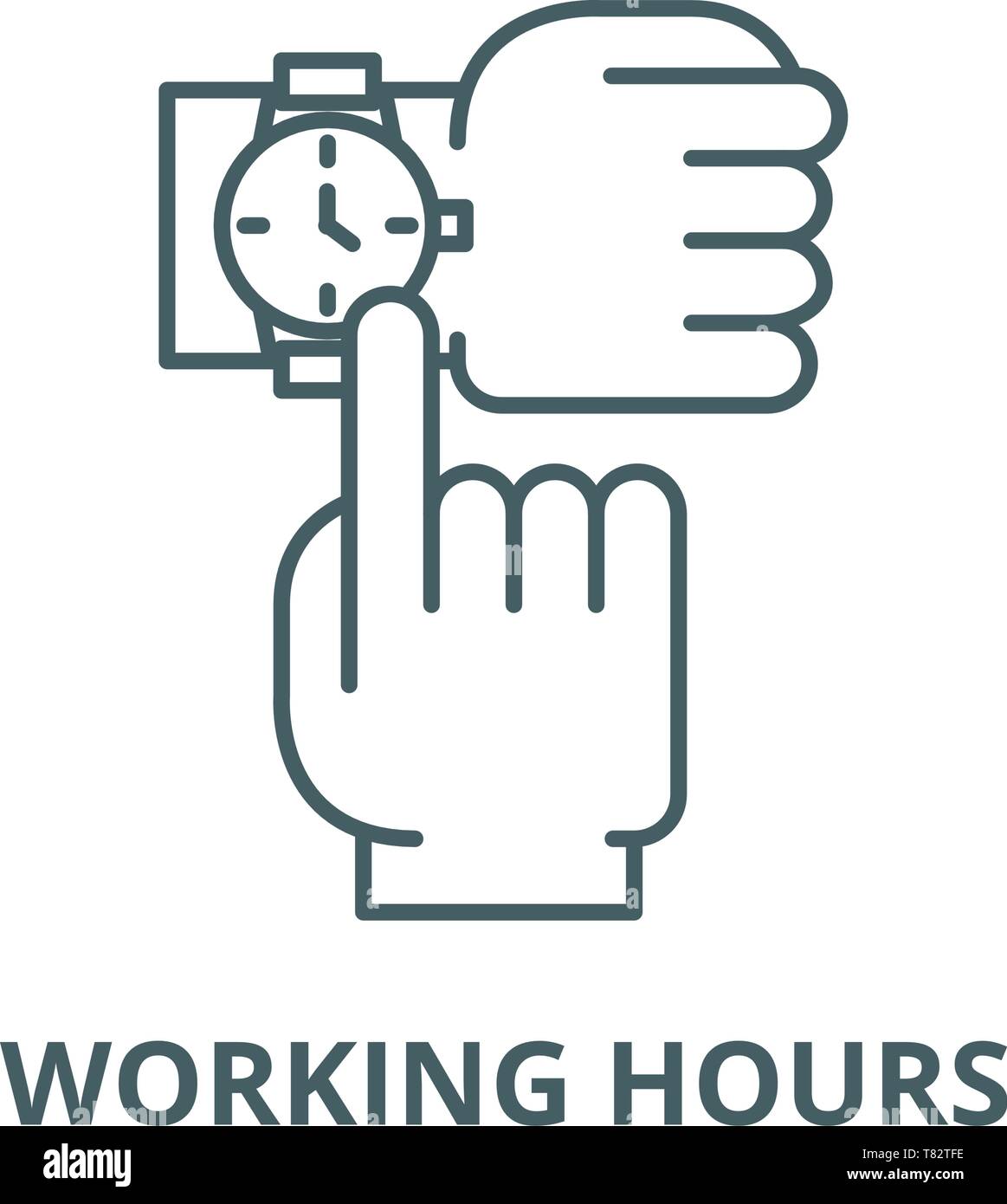 Working hours vector line icon, linear concept, outline sign, symbol ...
