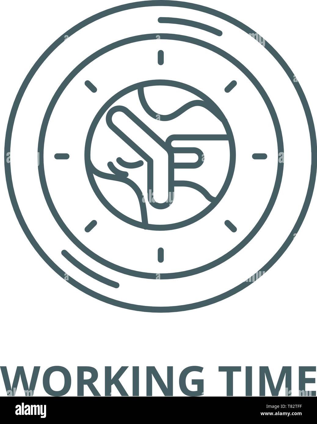 Working time vector line icon, linear concept, outline sign, symbol ...