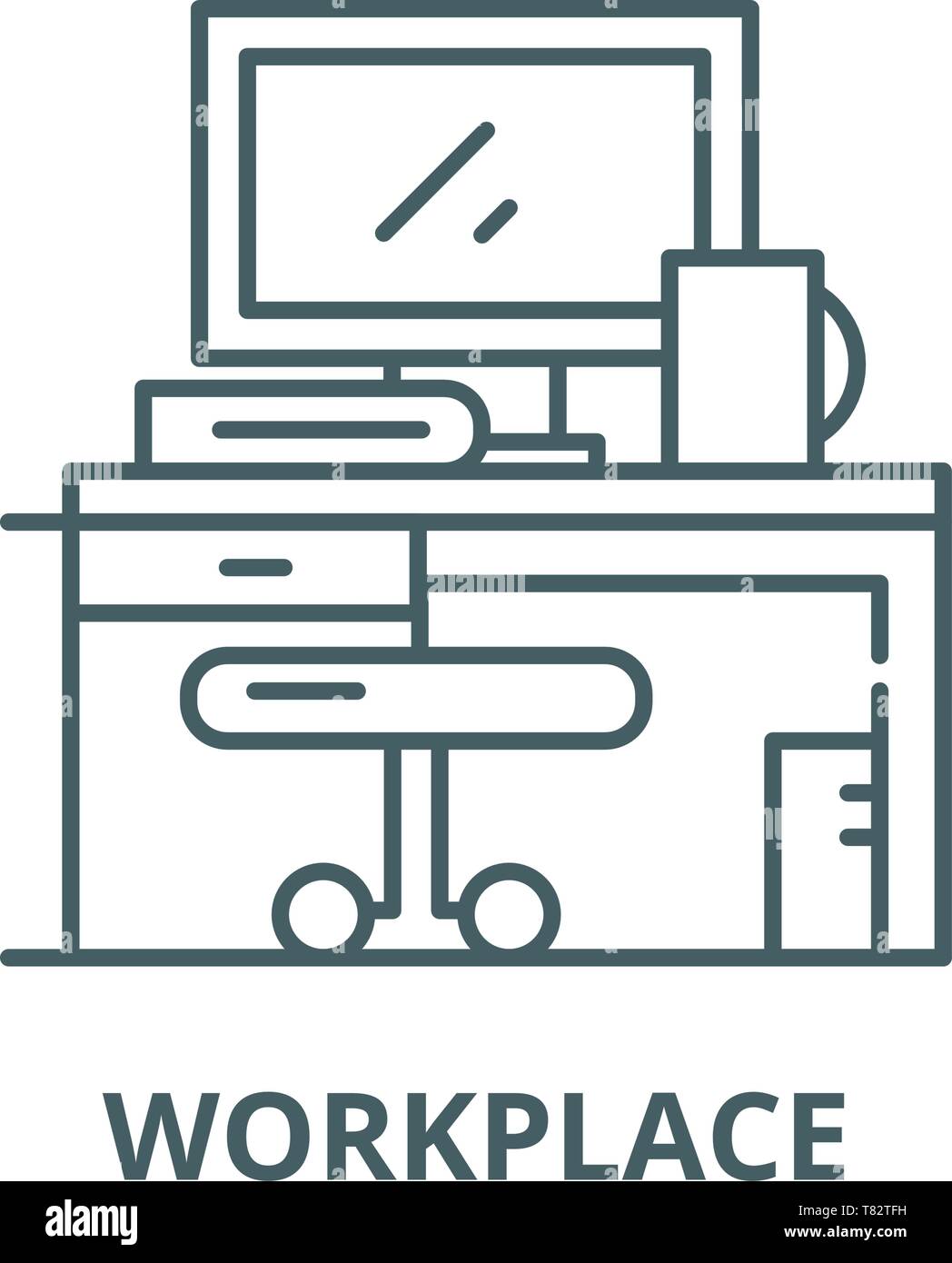 Workplace vector line icon, linear concept, outline sign, symbol Stock ...