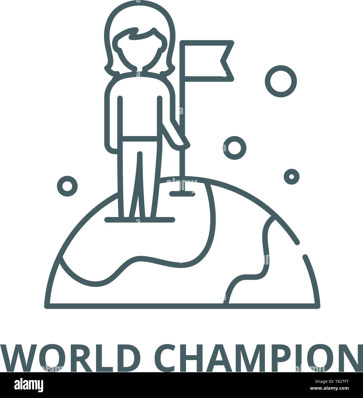 World champion vector line icon, linear concept, outline sign, symbol ...