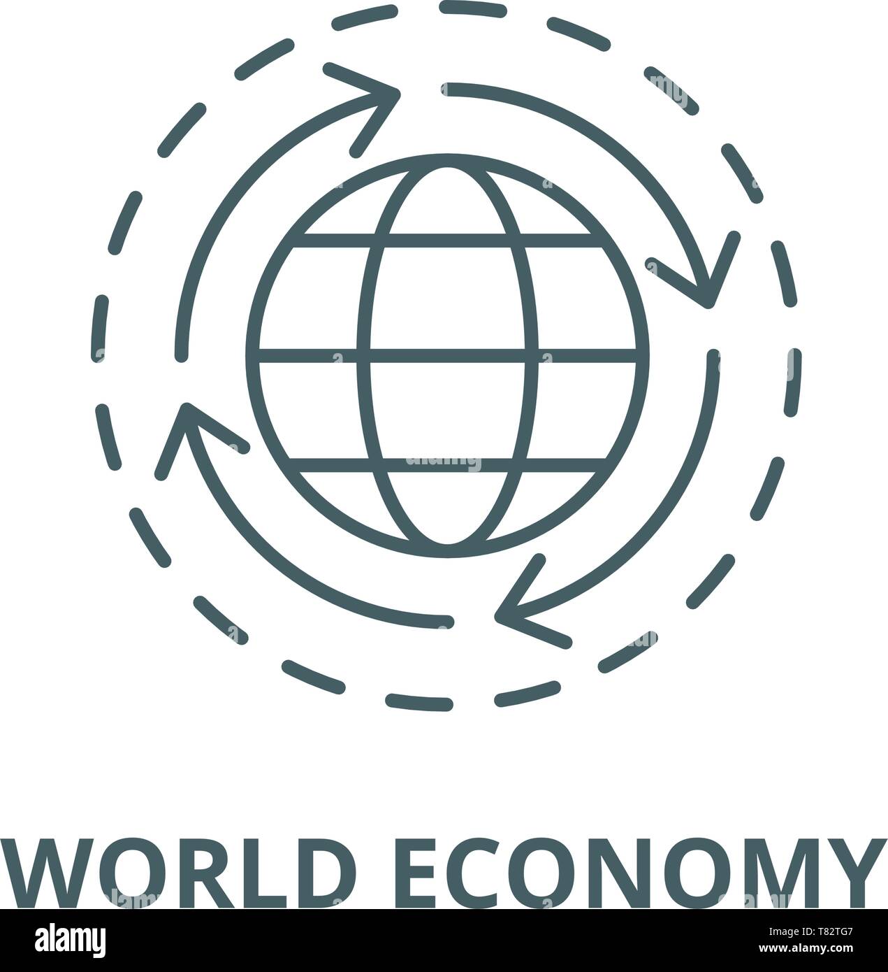 World economy vector line icon, linear concept, outline sign, symbol ...