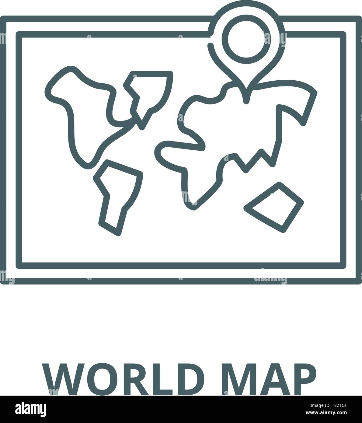 World map vector line icon, linear concept, outline sign, symbol Stock ...
