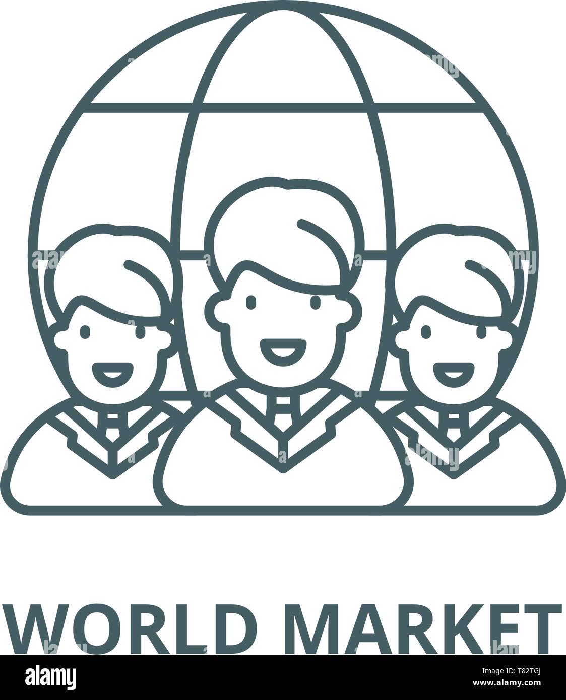 World market vector line icon, linear concept, outline sign, symbol ...