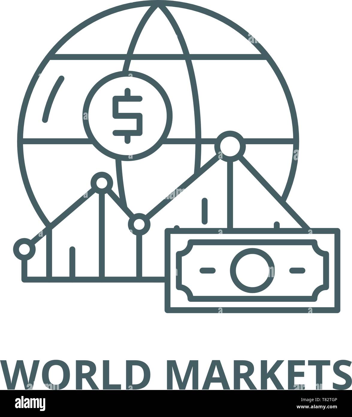 World markets vector line icon, linear concept, outline sign, symbol ...