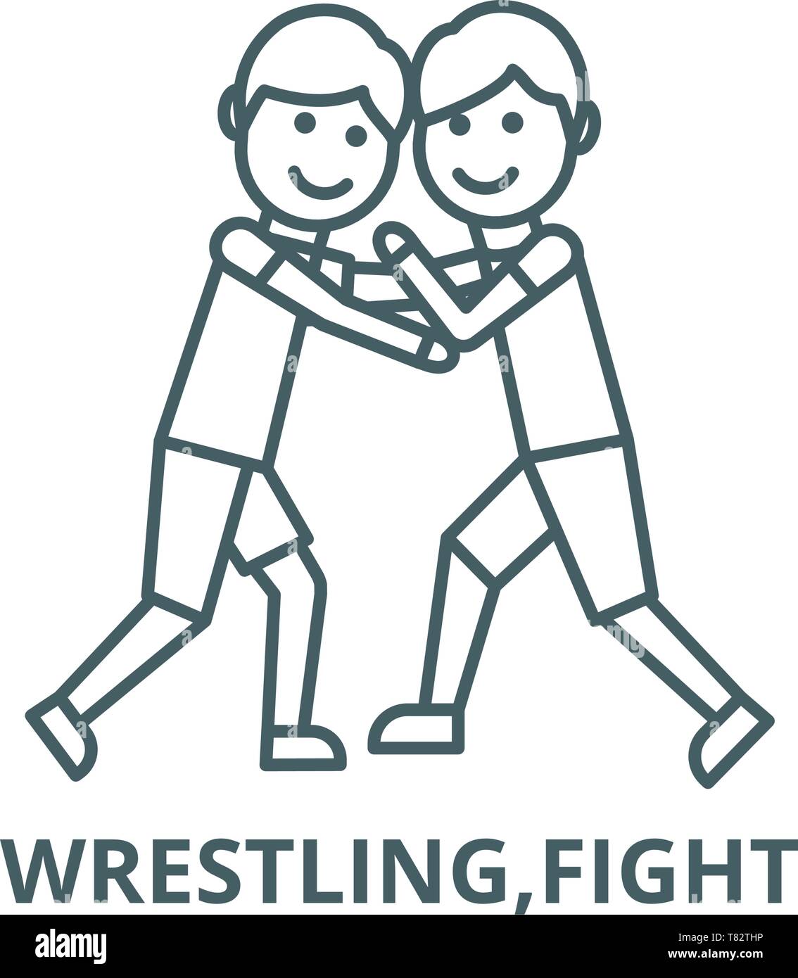 Wrestling,fight vector line icon, linear concept, outline sign, symbol ...