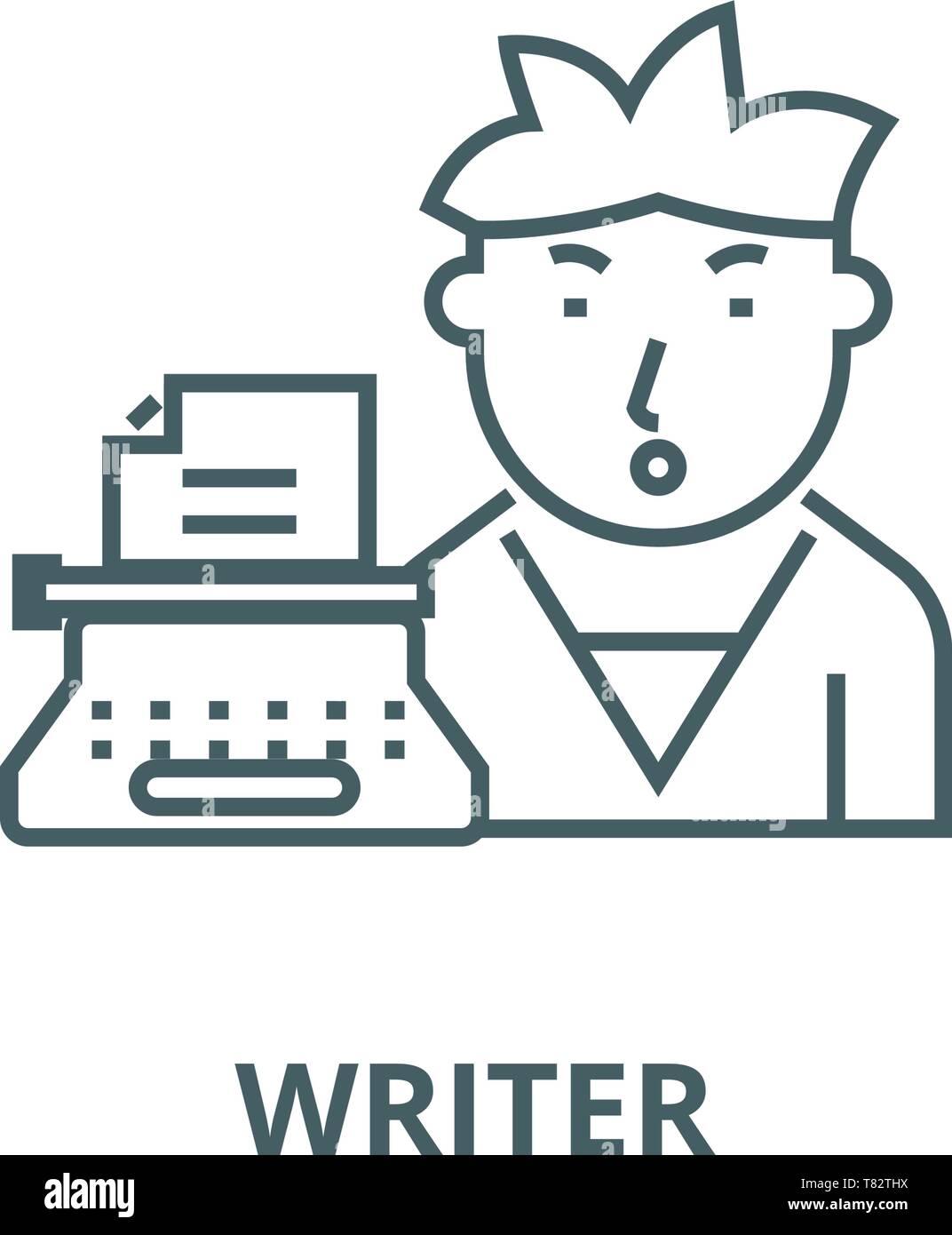 Writer vector line icon, linear concept, outline sign, symbol Stock ...