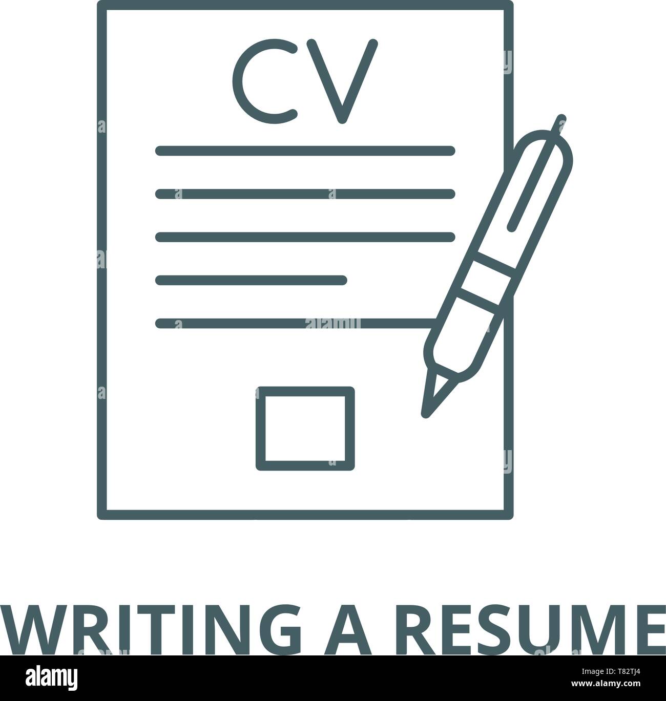 Writing a resume vector line icon, linear concept, outline sign, symbol ...