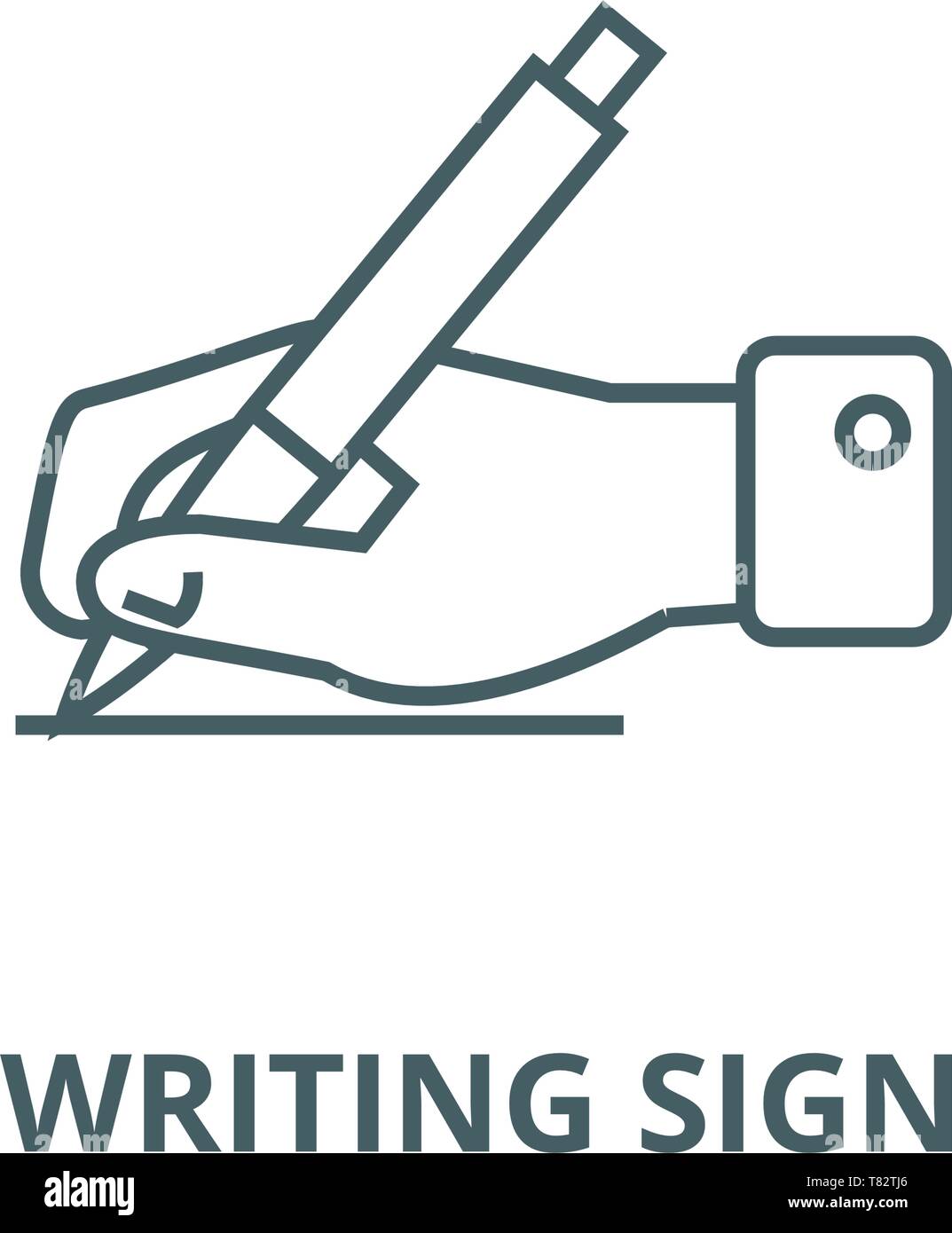 Writing sign,hand with pen vector line icon, linear concept, outline ...