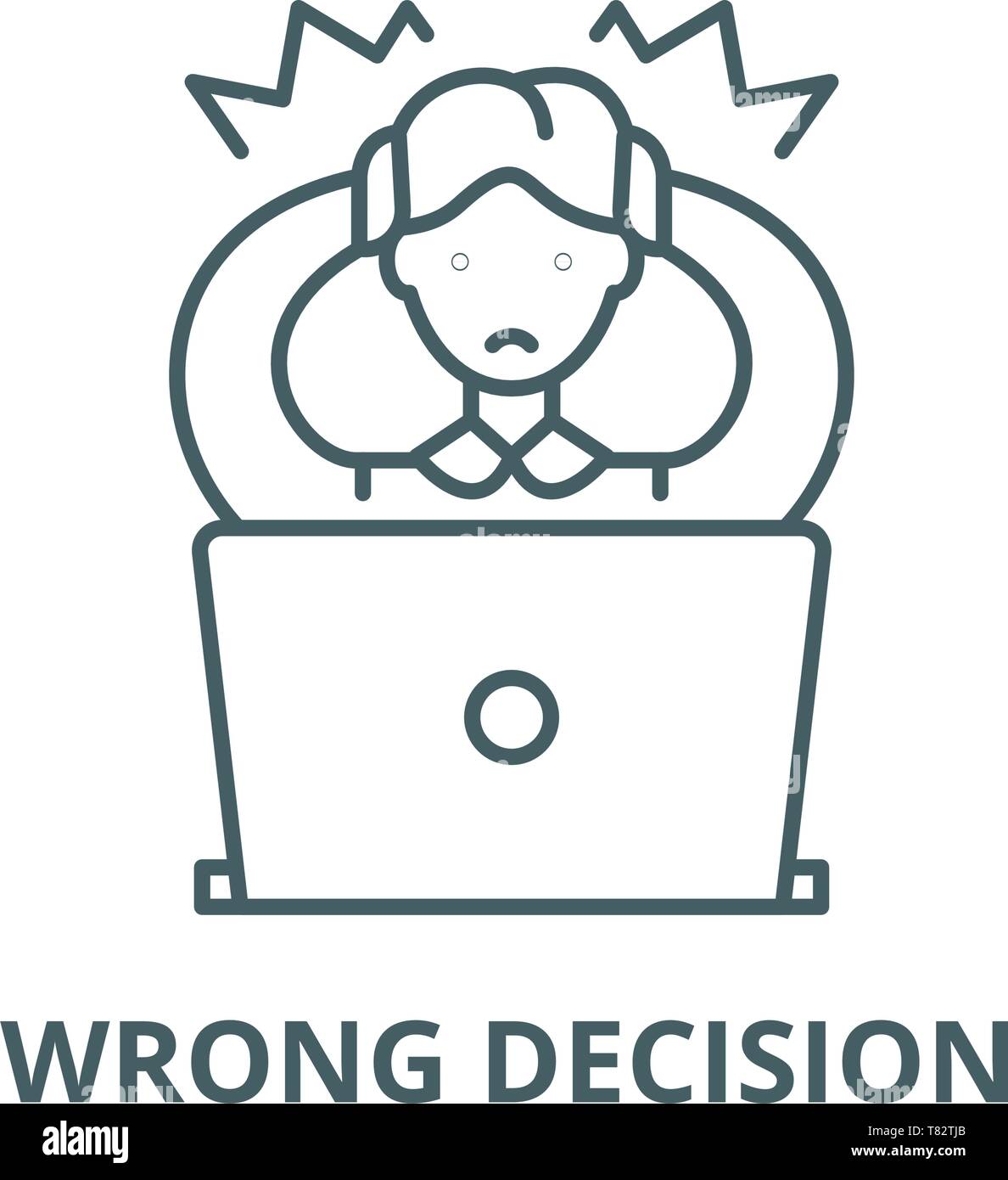 Wrong decision vector line icon, linear concept, outline sign, symbol ...