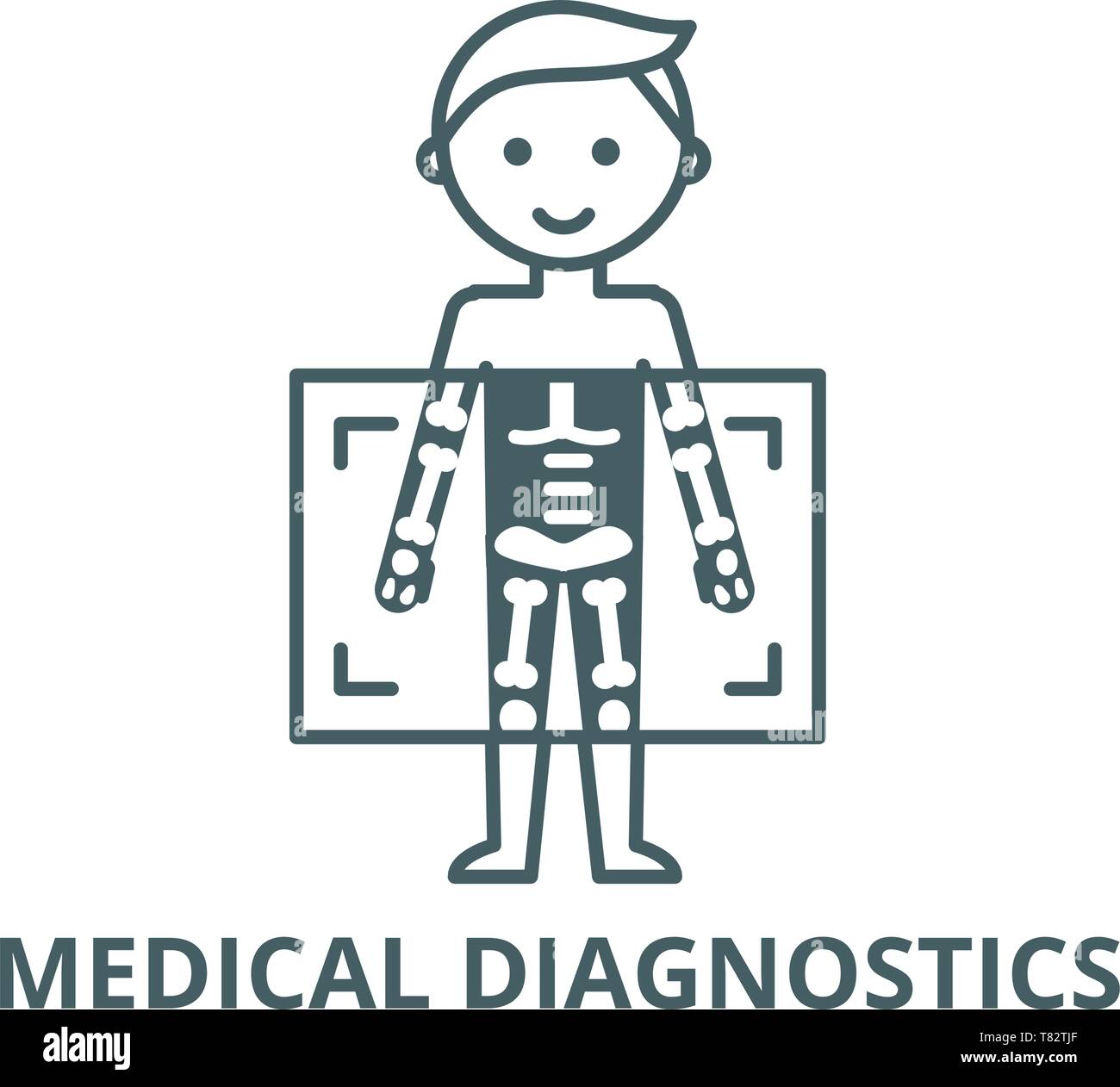 X ray,medical diagnostics man vector line icon, linear concept, outline ...