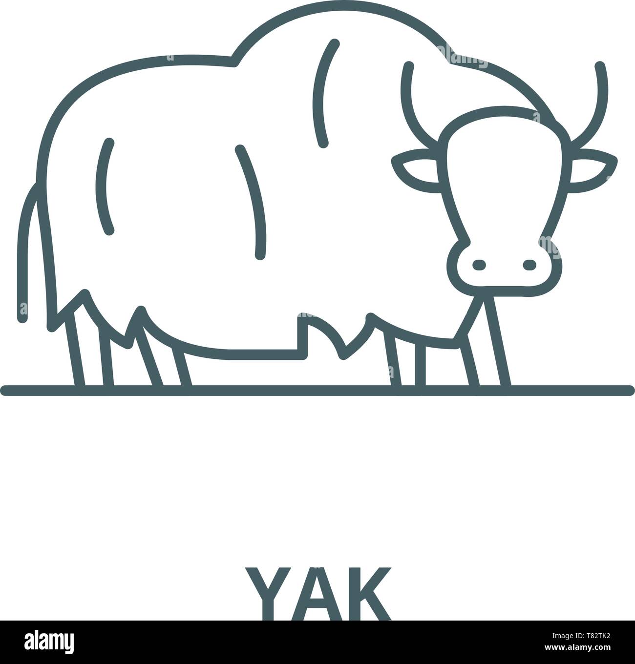 Yak vector line icon, linear concept, outline sign, symbol Stock Vector ...