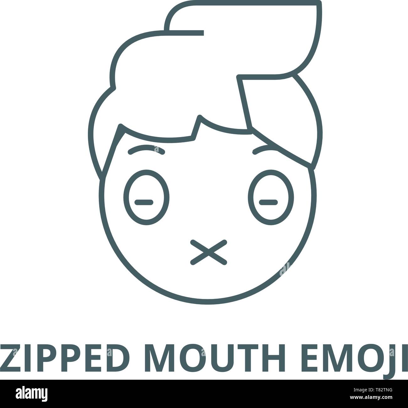 Zipped mouth emoji vector line icon, linear concept, outline sign ...