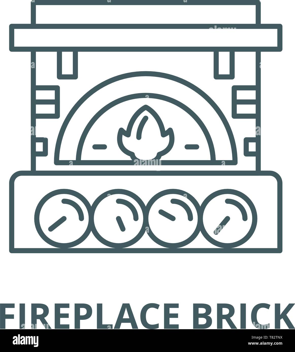 Fireplace brick vector line icon, linear concept, outline sign, symbol ...
