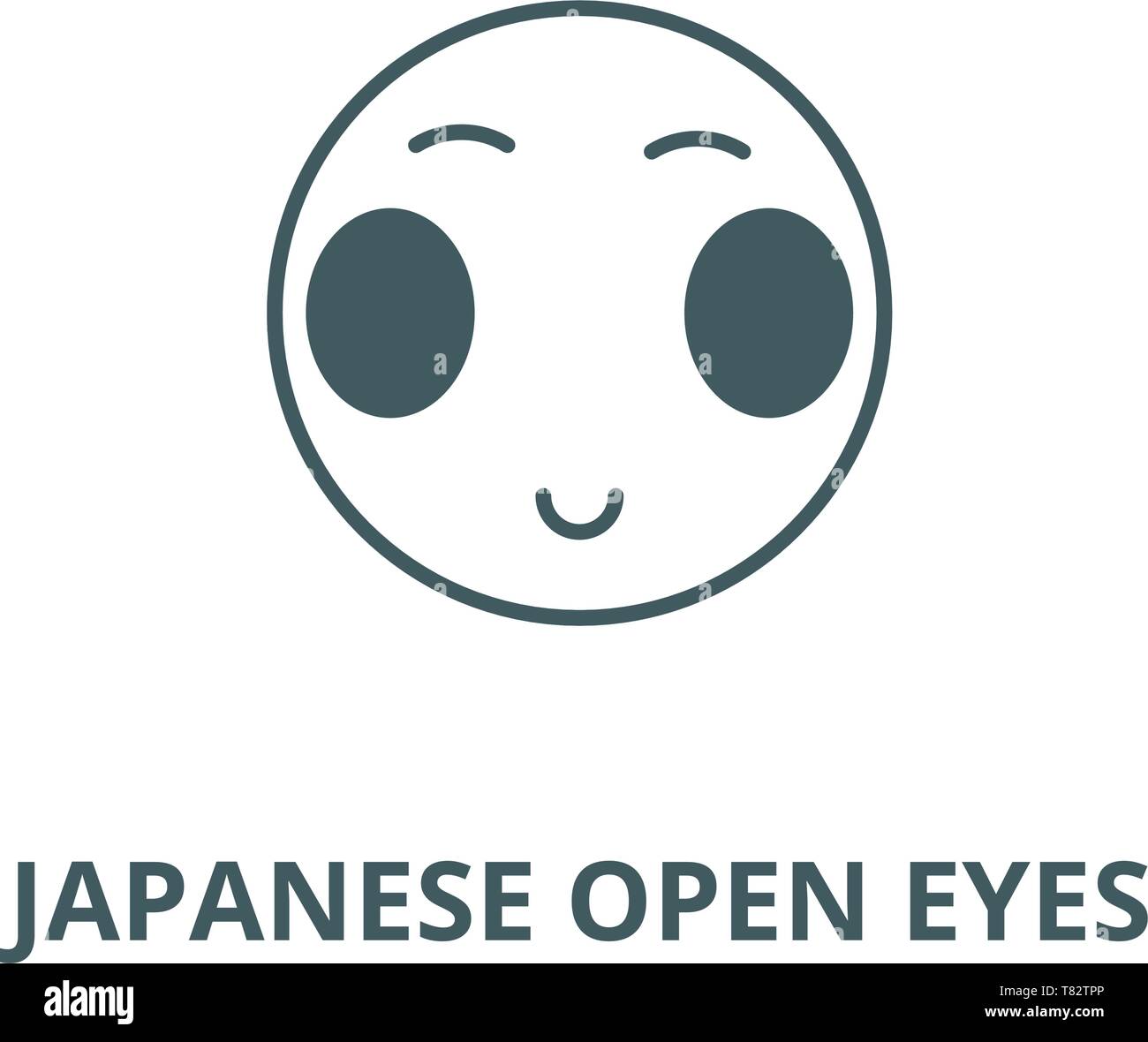 Japanese open eyes emoji vector line icon, linear concept, outline sign ...