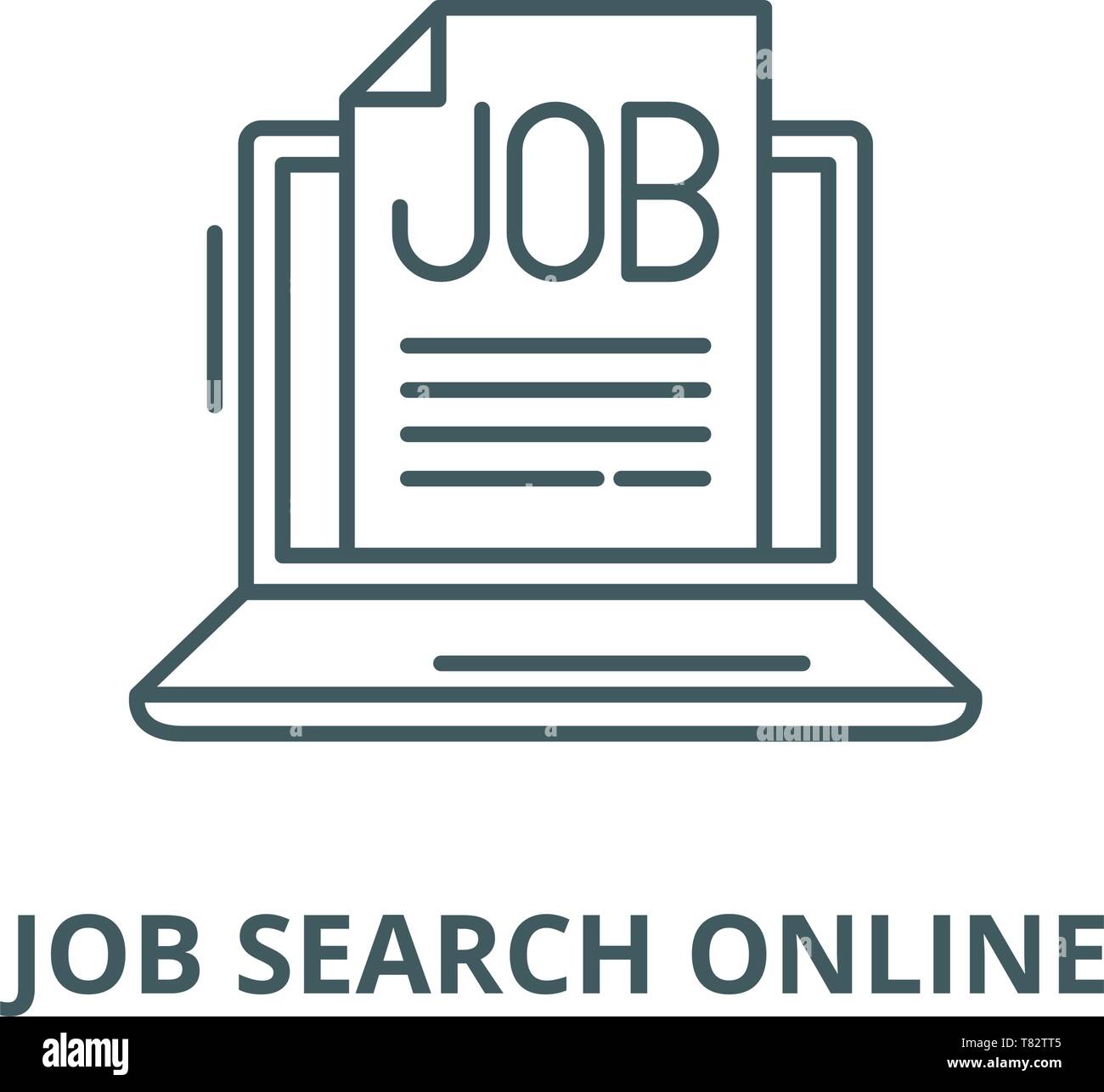 Job search online vector line icon, linear concept, outline sign ...