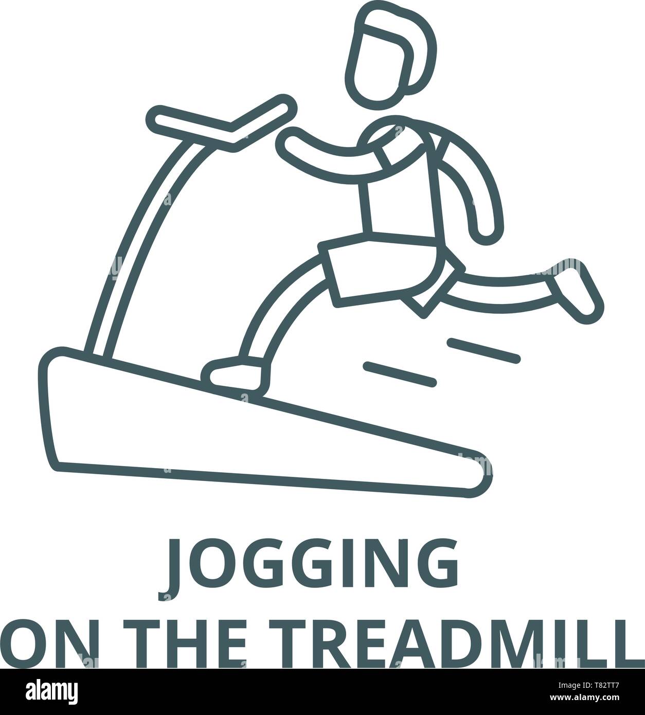 Jogging on the treadmill vector line icon, linear concept, outline sign ...