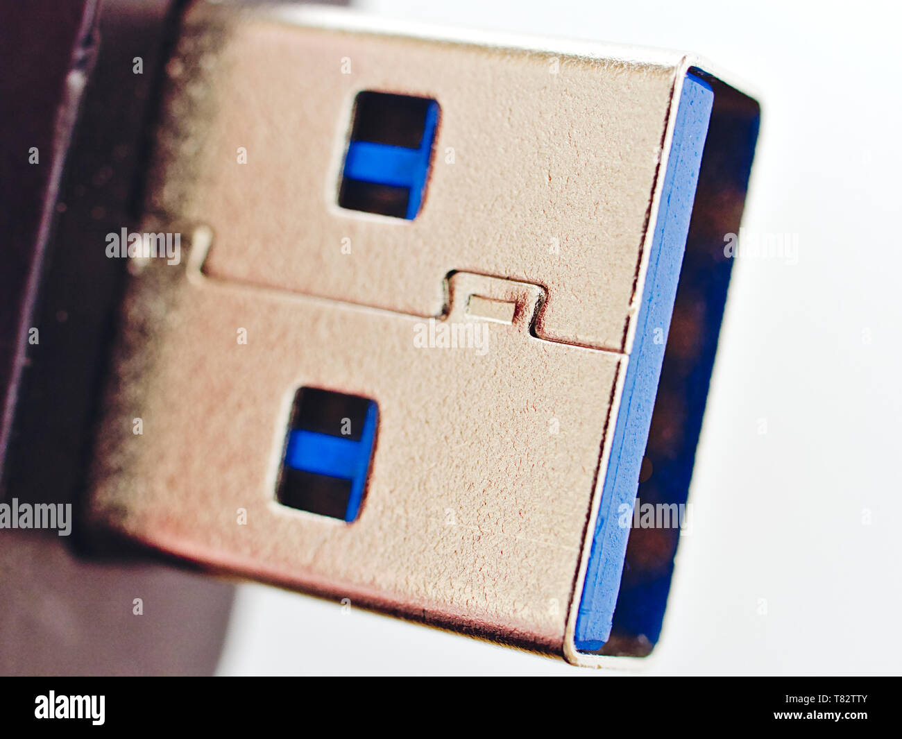 USB3 connector close up macro detail, isolated on white background ...