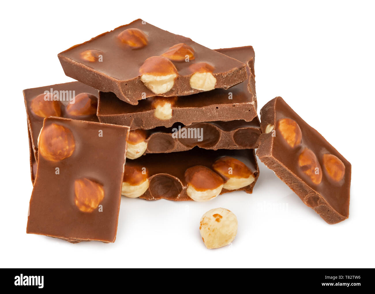 chocolate with nuts isolated on white background Stock Photo - Alamy