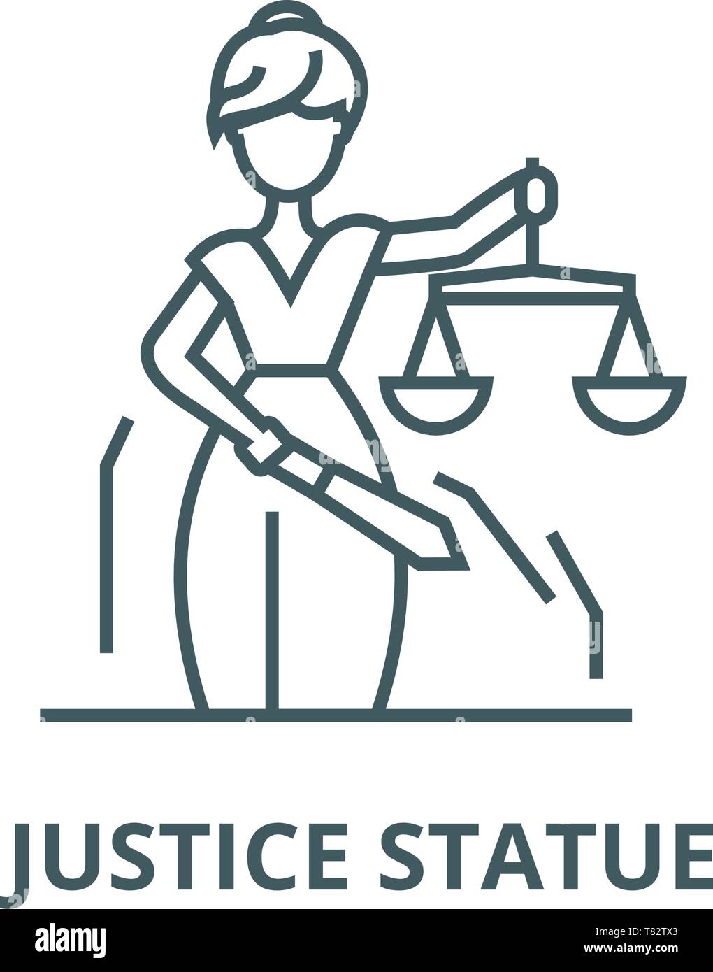 Justice statue vector line icon, linear concept, outline sign, symbol ...